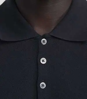Thom Browne Cotton Appliqué Polo Shirt - Navy