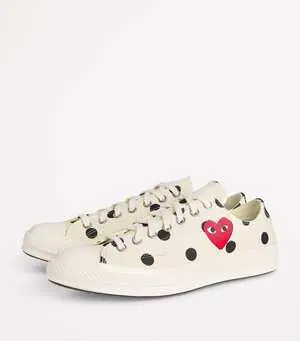 Play Comme Des Garcon X Converse Polka Dot Heart Chuck Taylor All Star '70 Low-top Sneakers - Ivory