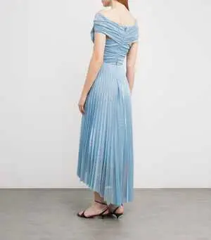 Talbot Runhof Sequinned Off-the-shoulder Midi Dress