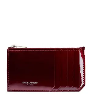 Saint Laurent Patent Leather Zipped Coin And Card Holder - Pink