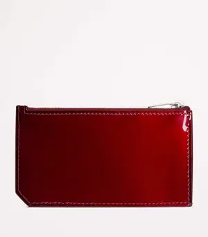 Saint Laurent Patent Leather Zipped Coin And Card Holder - Pink