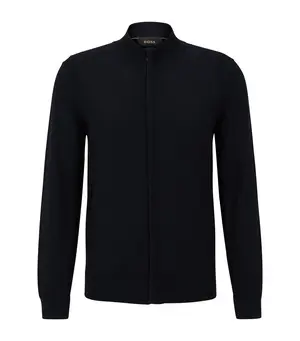 BOSS Wool, Cashmere, And Silk Cardigan - Blue