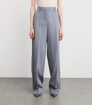 Stella McCartney Wool-stretch Straight Trousers With Chain Embellishments