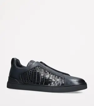 Zegna Crocodile-panel Triple Stitch Sneakers