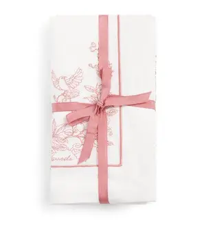 Harrods Set Of 4 Cotton-linen Embroidered Napkins - Pink