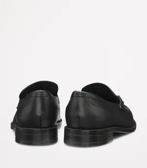 BOSS Leather Loafers With Metal Logo Plaque