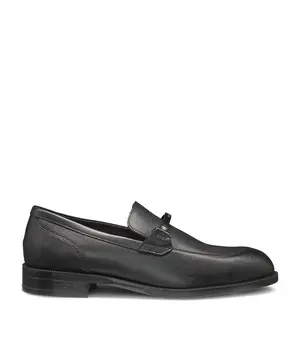 BOSS Leather Loafers With Metal Logo Plaque