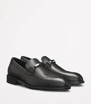BOSS Leather Loafers With Metal Logo Plaque