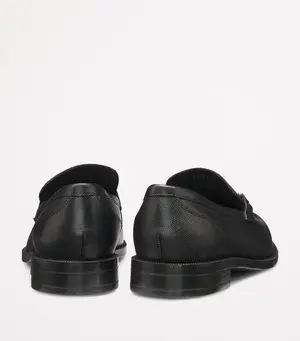 BOSS Leather Loafers With Metal Logo Plaque