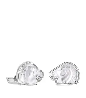 Lalique Crystal Cheval Cufflinks - Clear