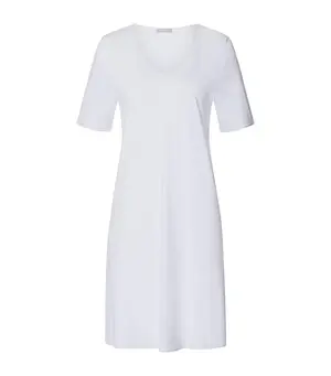 Hanro Short-sleeve Cotton Silk Nightdress - White