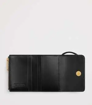 Bottega Veneta Leather Intrecciato Andiamo Trifold Wallet - Black