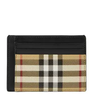Burberry Check Money Clip Card Holder - Beige