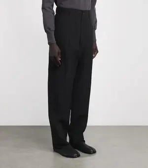 MAISON MARGIELA Wool Pinstripe Trousers - Black