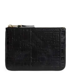 Comme Des Garçons Leather Embossed Pouch - Black
