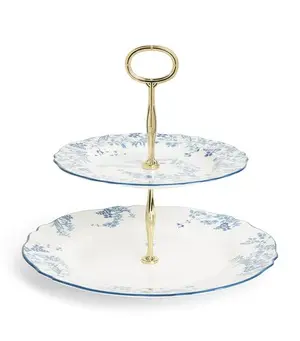 Harrods Bone China Toile Two-tier Cake Stand - Blue