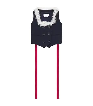Alexander McQueen Wool Double-Breasted Waistcoat Blue