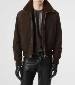 TOM FORD Suede Bomber Jacket - Brown
