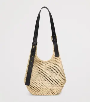 Loewe X Paula's Ibiza Small Raffia Punch-hole Hobo Bag