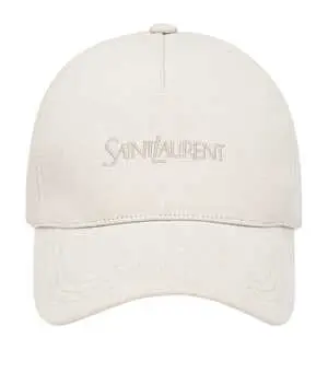 Saint Laurent Cotton Baseball Cap - White