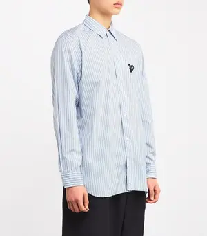 Play Comme Des Garcon Striped Heart Shirt - Blue