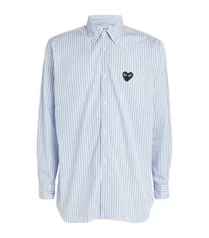 Play Comme Des Garcon Striped Heart Shirt - Blue