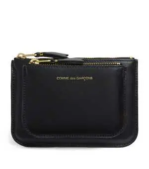 Comme Des Garçons Medium Leather Logo Wallet - Black