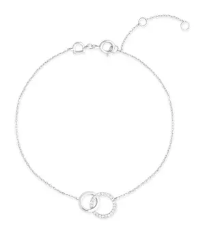 ASTRID & MIYU White Gold And Topaz Orbit Bracelet - Silver