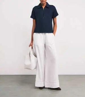 ME+EM Cotton-blend Zip-up Polo Shirt