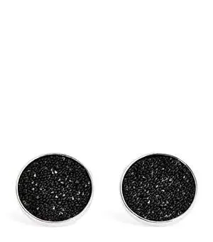 BABETTE WASSERMAN LONDON Rhodium-plated Moondust Round Cufflinks - Black