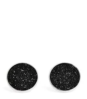 BABETTE WASSERMAN LONDON Rhodium-plated Moondust Round Cufflinks - Black