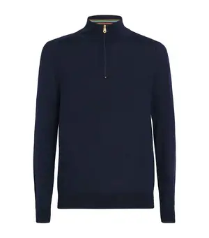 Paul Smith Merino Half-zip Sweater - Blue