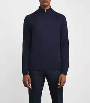 Paul Smith Merino Half-zip Sweater - Blue