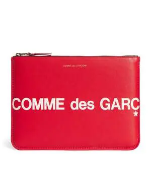 Comme Des Garçons Large Leather Logo Pouch - Red