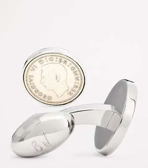 BABETTE WASSERMAN LONDON Rhodium-plated Coin Cufflinks