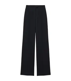 Alexander McQueen Wool Wide-leg Trousers - Black