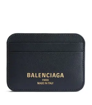 Balenciaga Leather Cash 2.0 Card Holder - Black