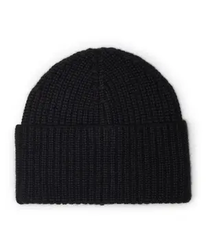 Brunello Cucinelli Cashmere Rib-Knit Beanie Black