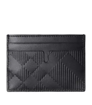 Burberry Embossed Check Card Holder - Black