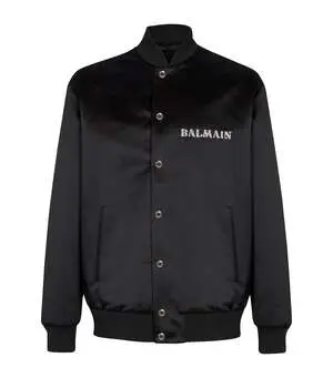 Balmain Satin Embellished Bomber Jacket