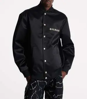 Balmain Satin Embellished Bomber Jacket