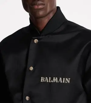 Balmain Satin Embellished Bomber Jacket
