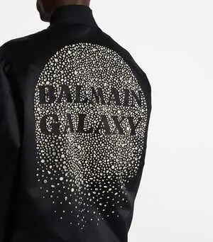 Balmain Satin Embellished Bomber Jacket