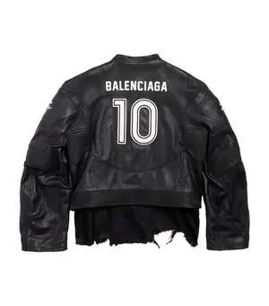Balenciaga Leather Distressed Racer Jacket