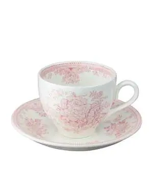 BURLEIGH Asiatic Pheasants Teacup And Saucer - Pink