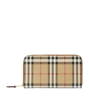 Burberry Check Zipped Wallet - Brown