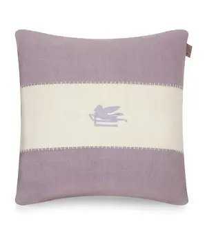 Etro Linen Pegaso Embroidered Cushion - Purple