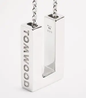 Tom Wood Rhodium-plated Sterling Square Pendant Necklace