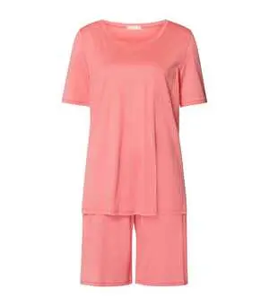 Hanro Cotton Deluxe Short-sleeve Pyjama Set - Orange