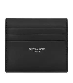 Saint Laurent Leather Reversible Card Holder - Black
